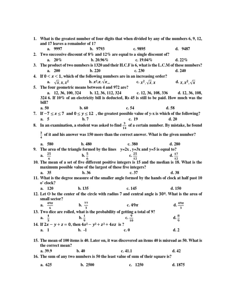 Math Problem Solving Questions | PDF