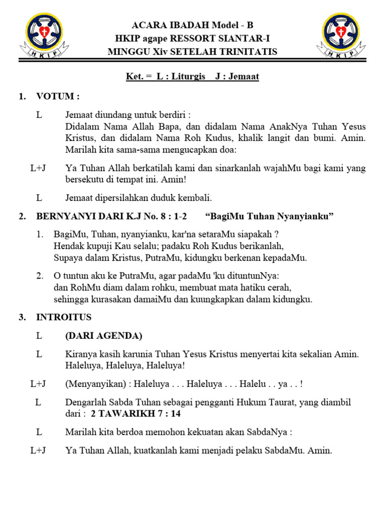 Acara Ibadah Minggu 14 Setelah Trinitatis | PDF | Agama & Spiritualitas