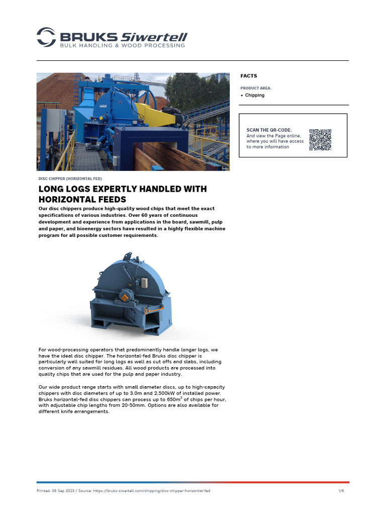 Bruks Horizontal Disc Chipper Overview | PDF | Knife | Paper