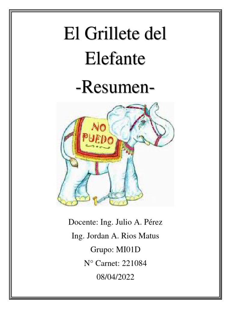 El Grillete del Elefante: Resumen y Reflexiones | PDF | Relaciones ...