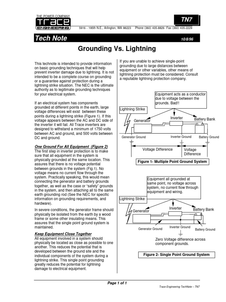 Grounding Vs Lightning Tech Note | PDF | Power Inverter | Electricity Grounding Vs Lightning Tech Note | PDF | Power Inverter | Electricity
