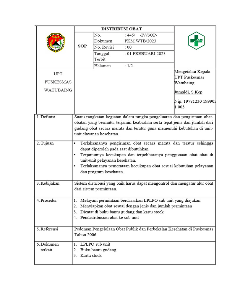 4414 Sop Distribusi Obat | PDF