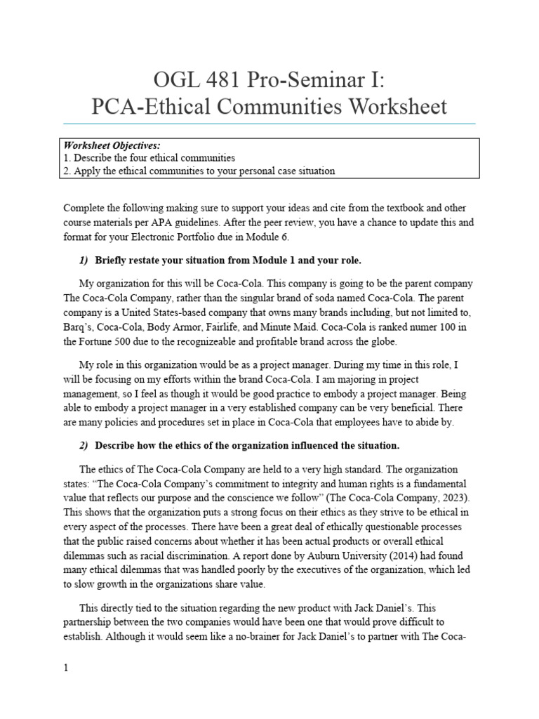 6 Ethical Communities Worksheet | PDF | The Coca Cola Company | Coca Cola