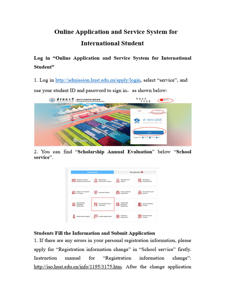 Appendix 1 International Student Service Instruction - Scholarship Annual Evaluation-SIE System ...