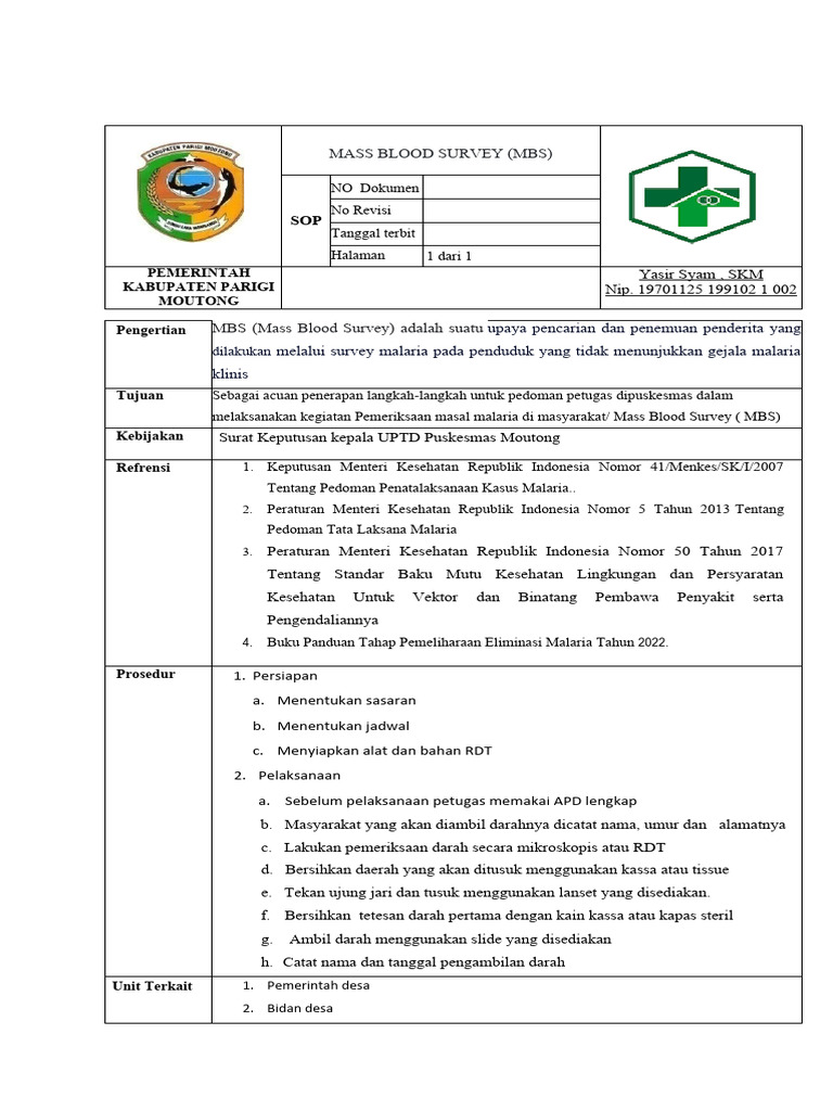 Pemriksaan MBS Masal Malaria 2023 | PDF | Pengembangan Diri | Sains & Matematika