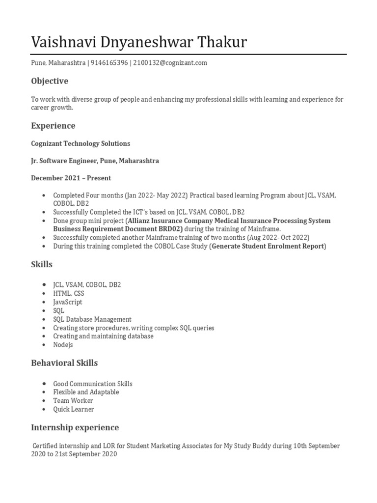 Vaishnavi Thakur: Software Engineer Resume | PDF