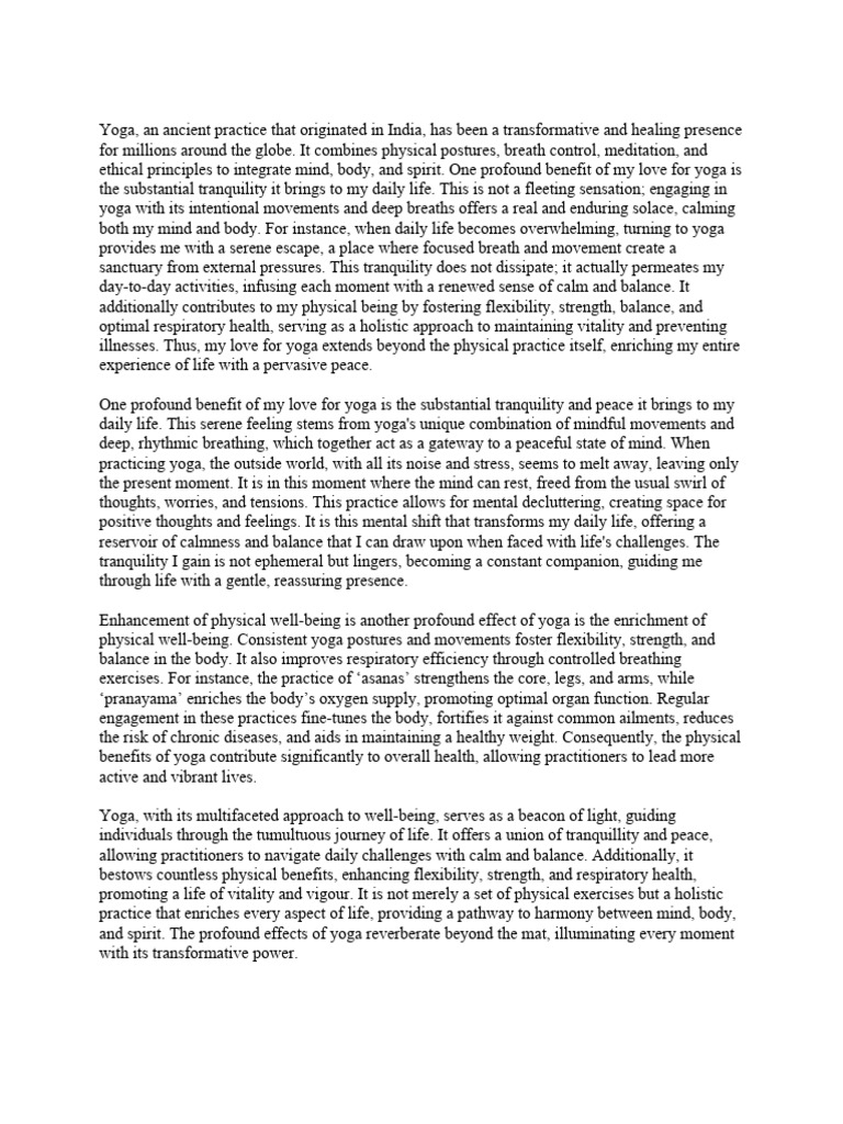 Revised Essay | PDF | Yoga | Asana