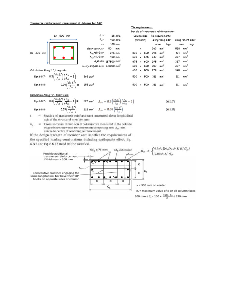 SMF Column Ties Calculation | PDF | Technology & Engineering