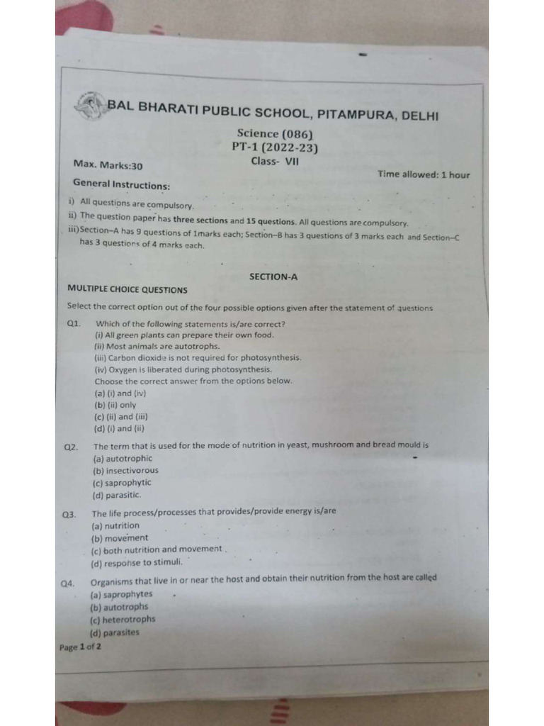 Class 7th Science Papers | PDF