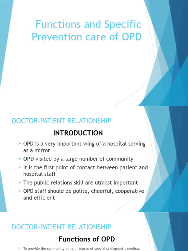 Functions and Importance of OPD | PDF | Self-Improvement | Wellness