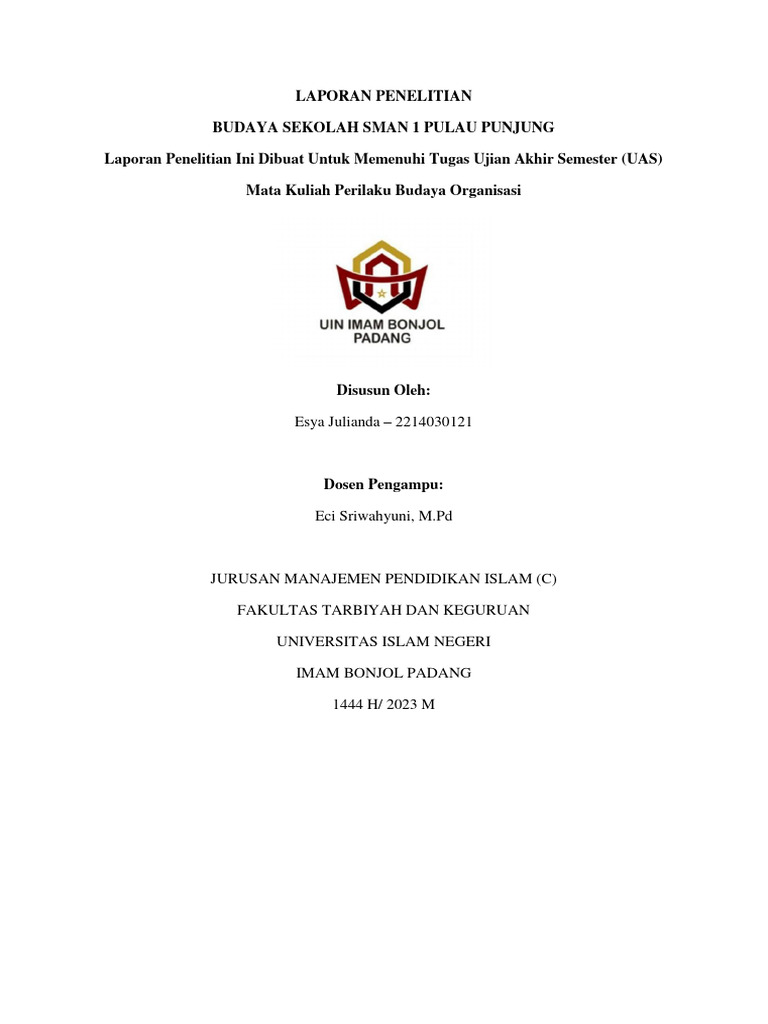 Laporan Penelitian Uas Pbo Esya Julianda | PDF | Karier & Perkembangan | Kesehatan Holistik