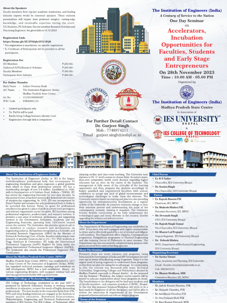 IES University Seminar Broucher Engineering | PDF