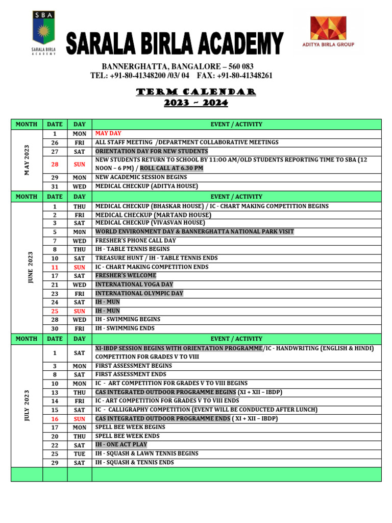 Calendar 2023-2024.... | PDF | Educational Assessment And Evaluation ...