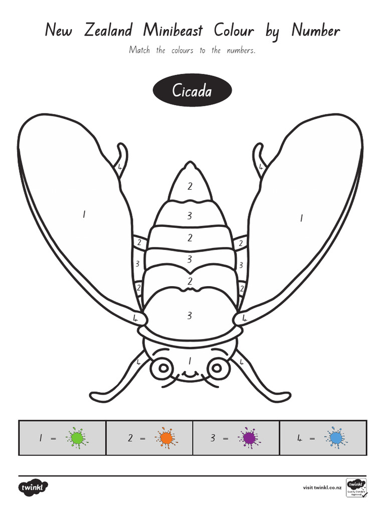 NZ M 2548880 New Zealand Minibeasts Colour by Number | PDF | Arthropods ...