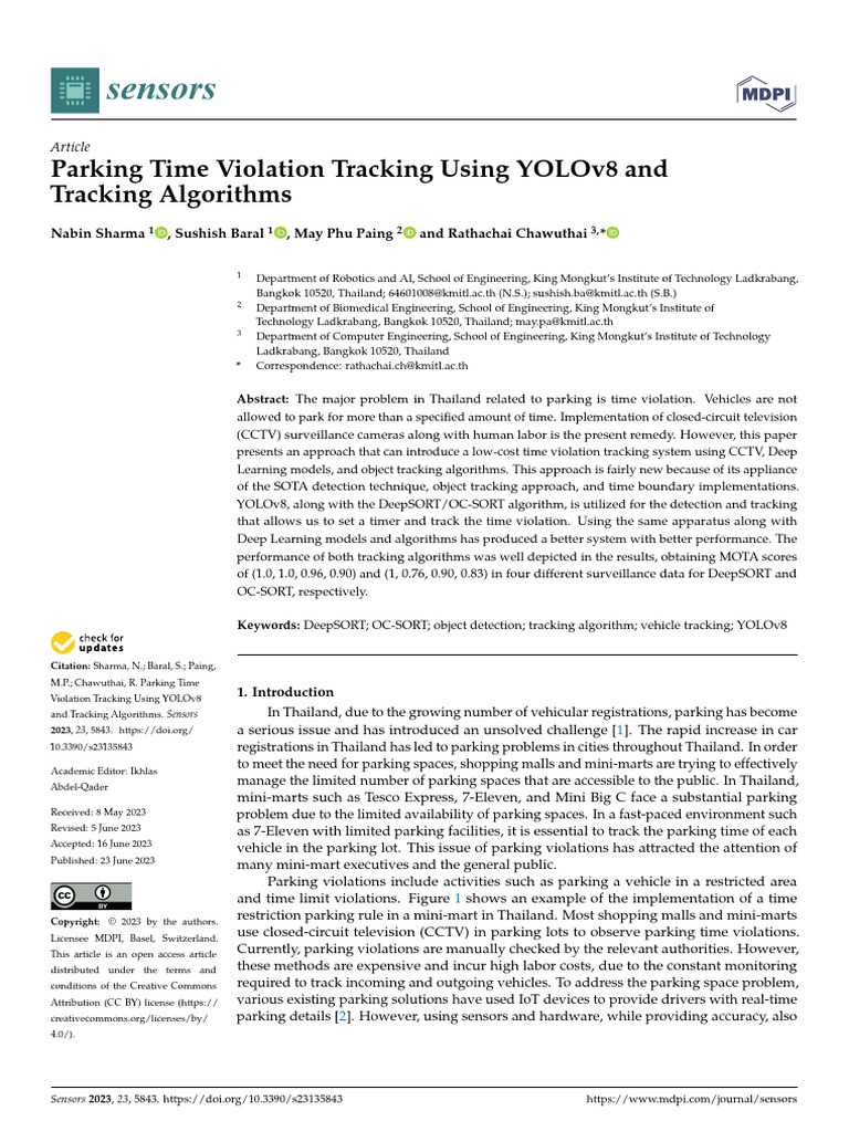 Parking Time Violation Tracking Using YOLOv8 and T | PDF | Support ...