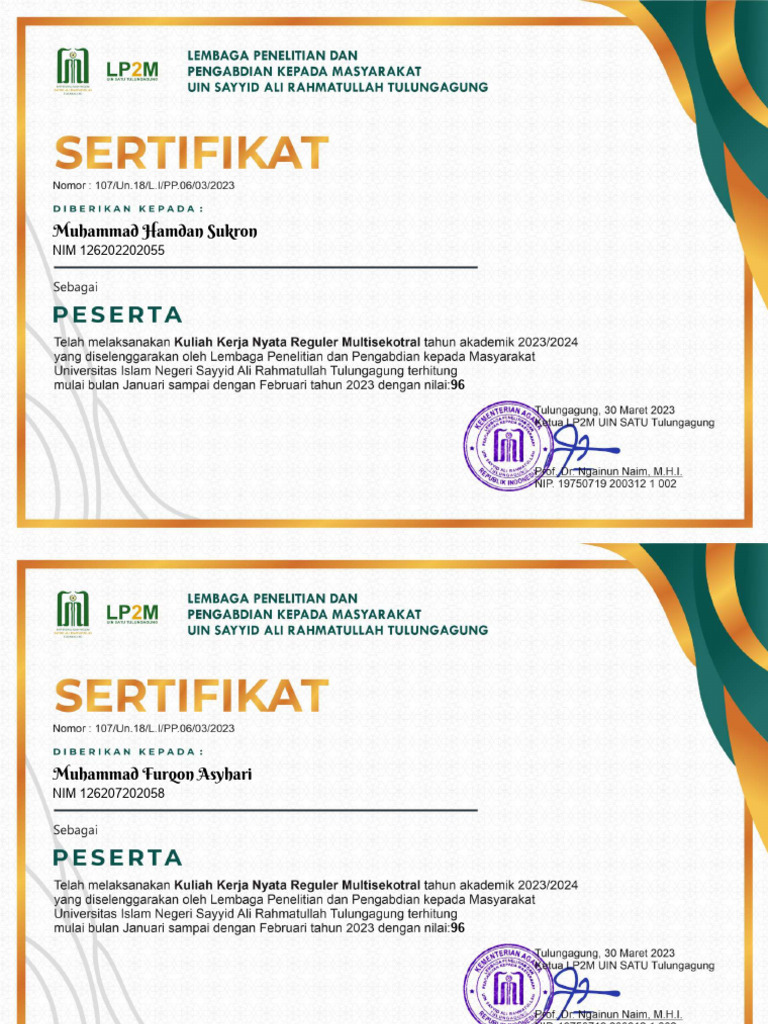 Sertifikat KKN Gelombang 1 2023 Compressed | PDF