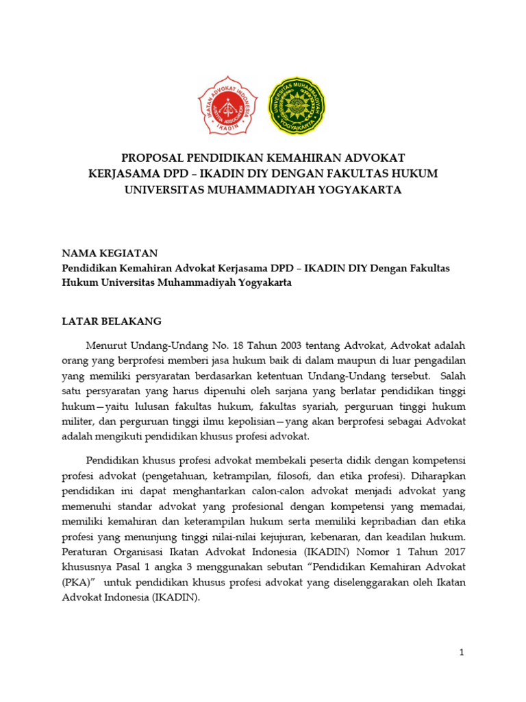 Proposal Pendidikan Kemahiran Advokat | PDF