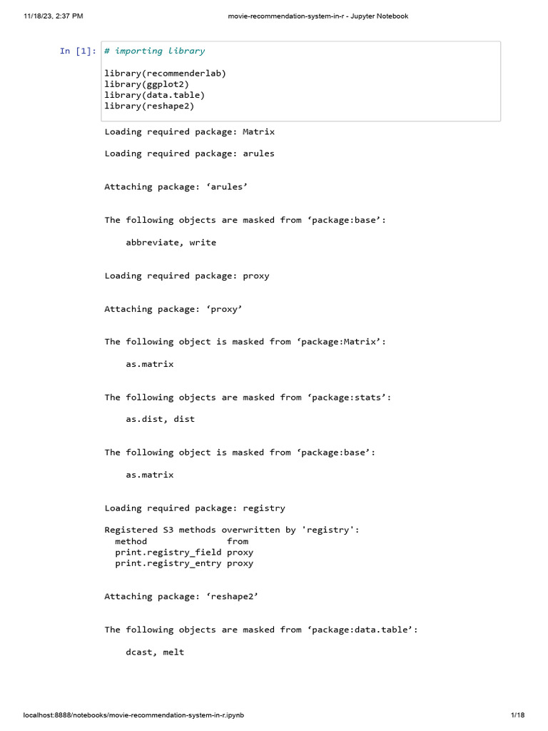 Movie Recommendation System in R Jupyter Notebook | PDF | Computing | Information Science