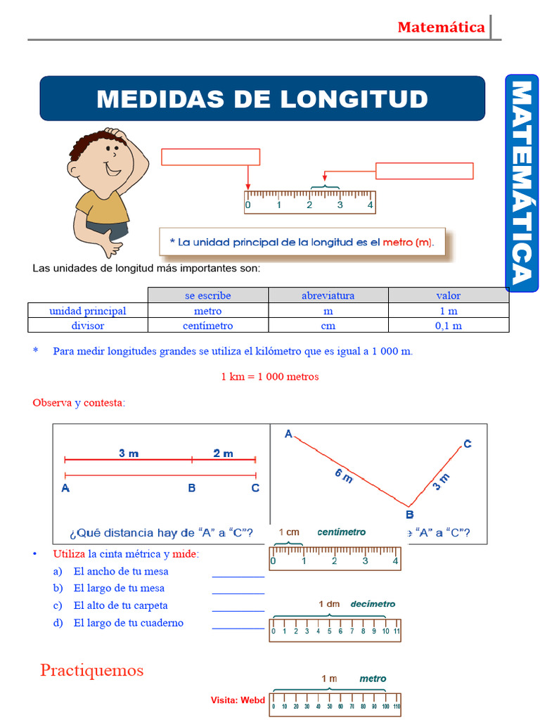 Ejercicios de Medidas de Longitud para Tercer Grado de Primaria | PDF ...