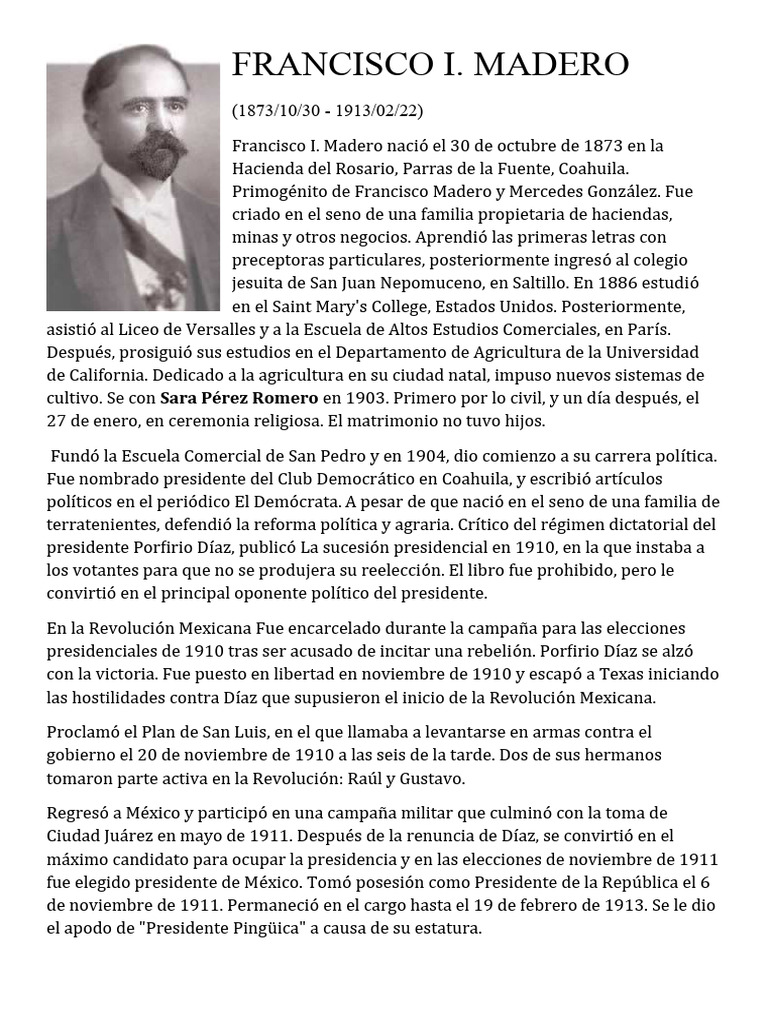 Francisco I. Madero | PDF | revolución mejicana | México