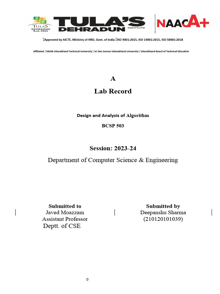 DAA Index | PDF | Mathematical Logic | Algorithms And Data Structures