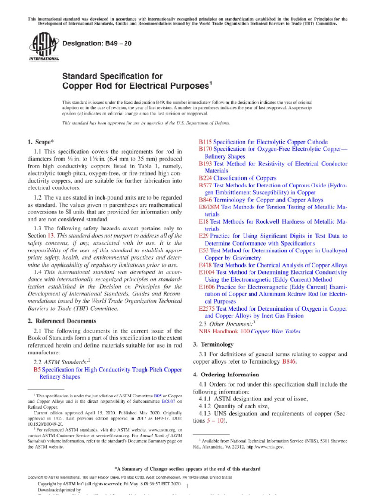 Astm B49-20 | PDF