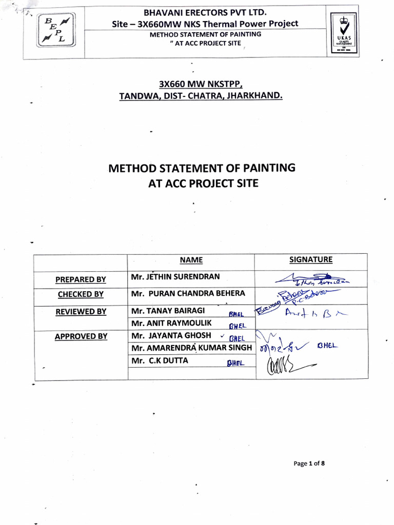 Painting Method Statement for NKS Project | PDF | Manufactured Goods