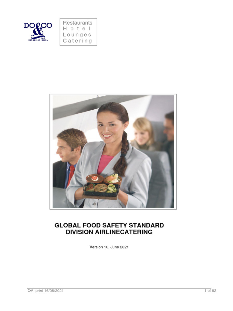 Food Safety Standard Airline Catering 1 | PDF | Food Safety | Hazard ...