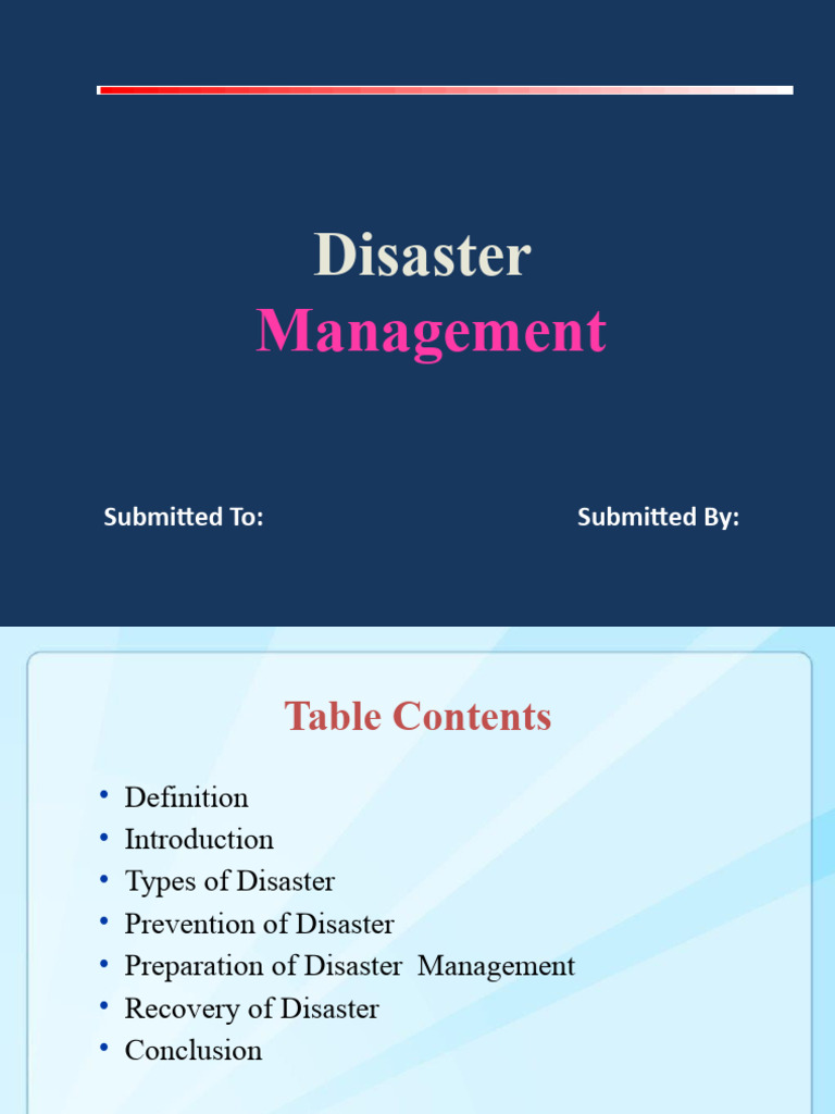 Disaster Management PPTT | PDF | Natural Disasters | Emergency Management