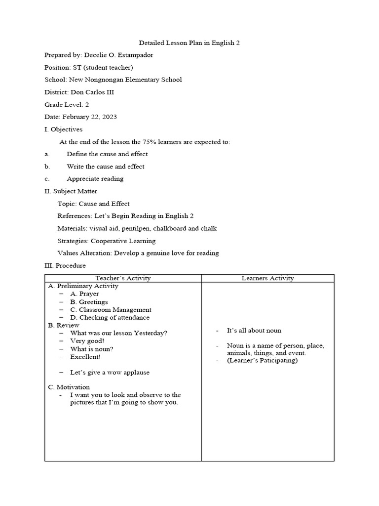 Grade 2 Mga Lesson Plan | PDF | Lesson Plan | Teachers