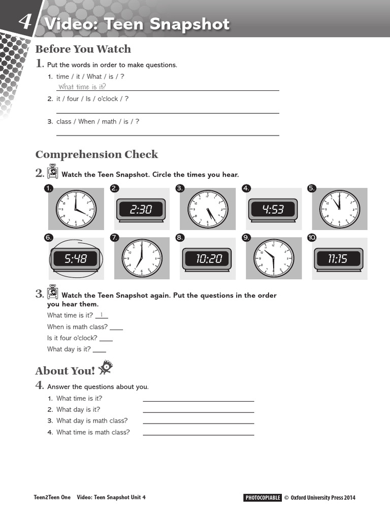 T2T One Video Teen Snapshot U4 | PDF