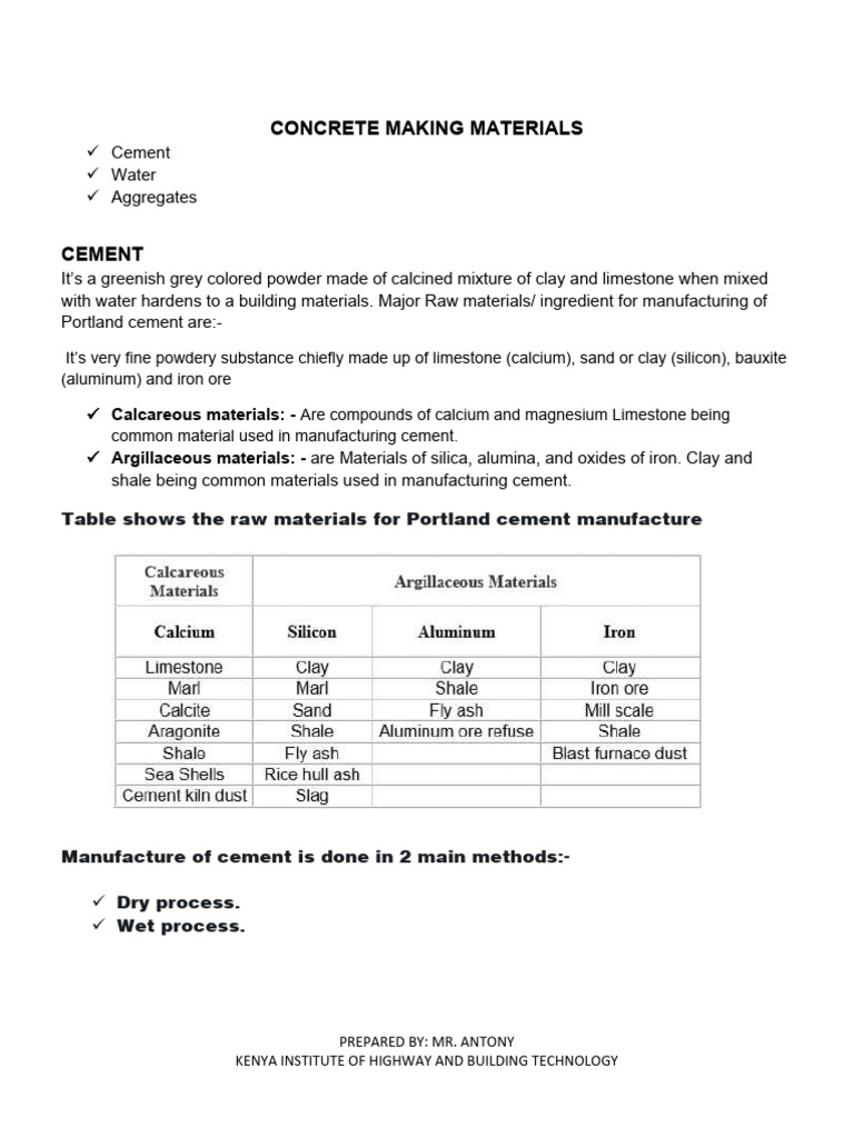 Concrete Technology Notes | PDF | Concrete | Precast Concrete