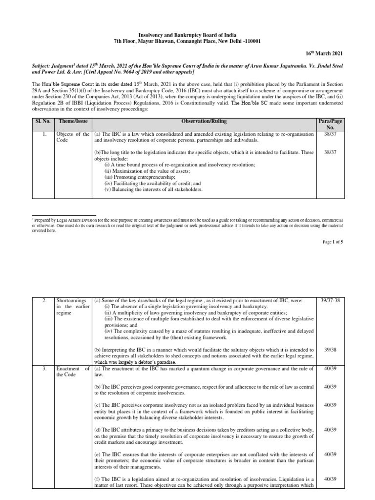 Supreme Court Ruling on IBC and Liquidation | PDF | Bankruptcy | Insolvency
