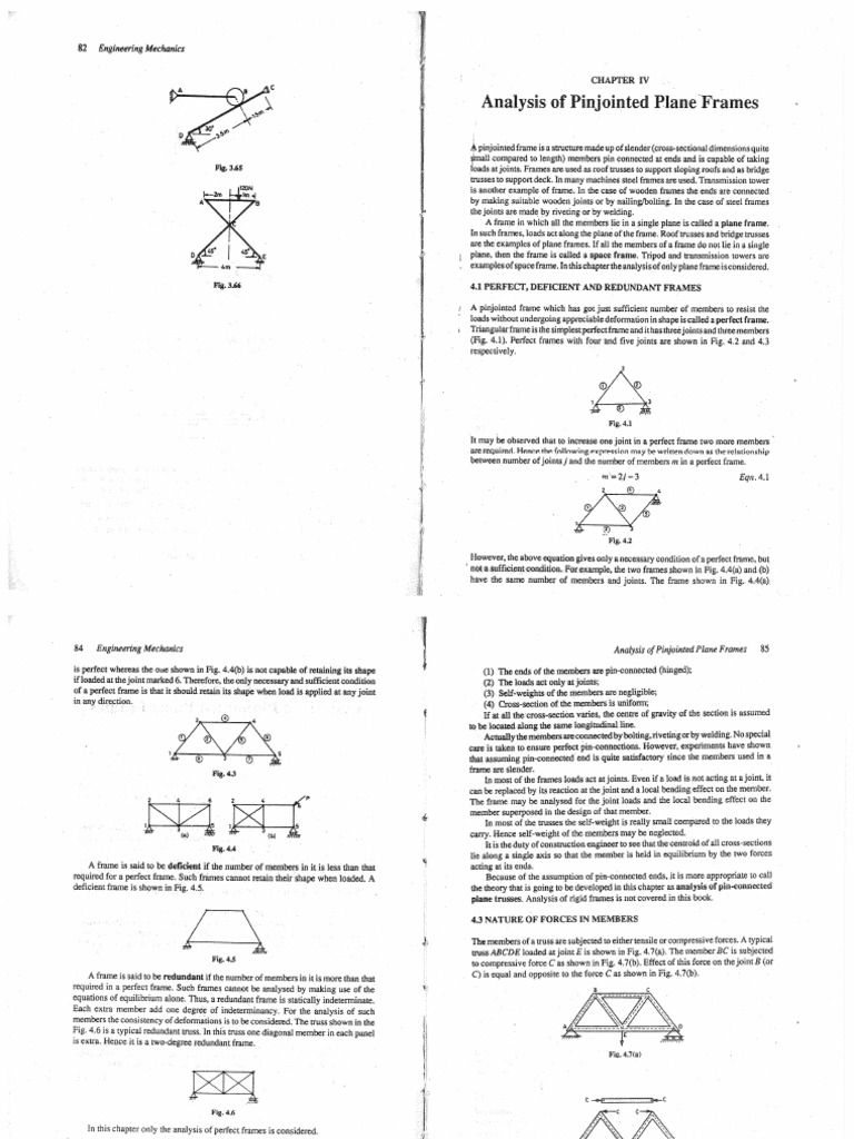 Analyses of Pin-Jointed Frames | PDF