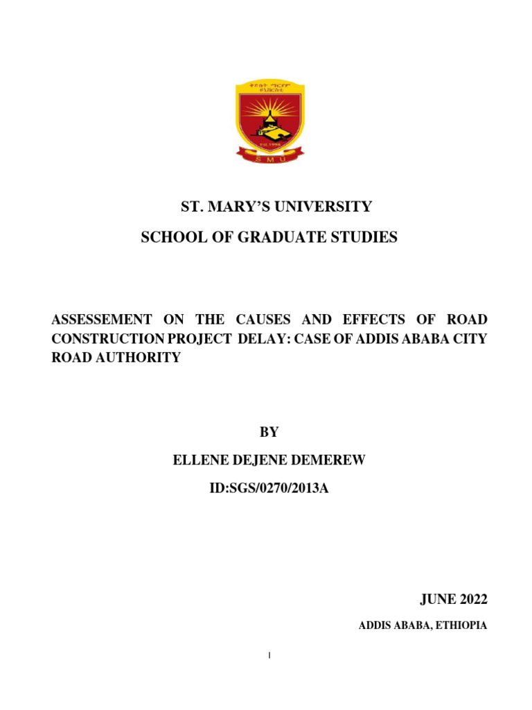 Causes of Road Project Delays in Addis | PDF | Project Management ...