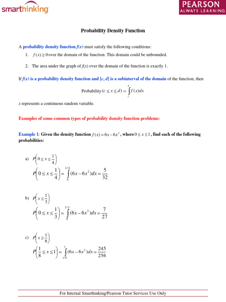SmartMath 12 - Probability Density | PDF | Function (Mathematics) | Random Variable