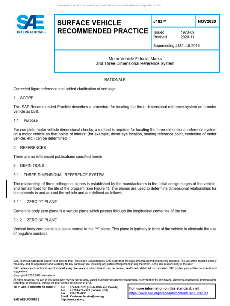 Surface Vehicle Recommended Practice: Motor Vehicle Fiducial Marks and ...