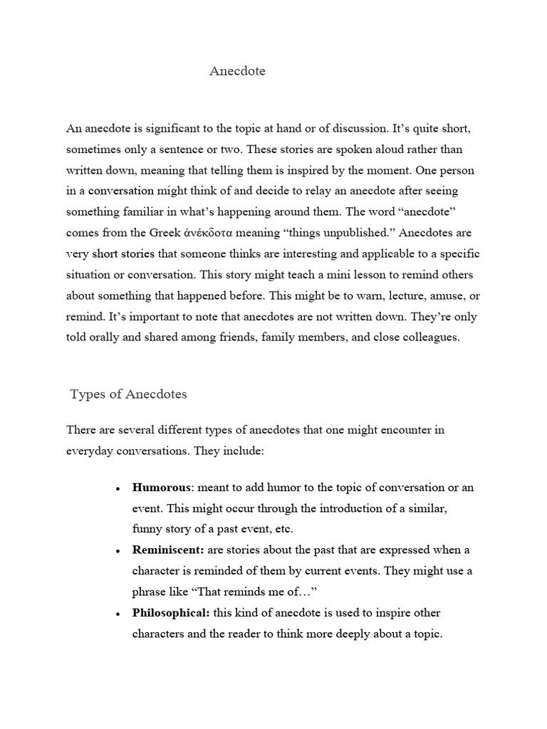 Anecdote | PDF | Conversation