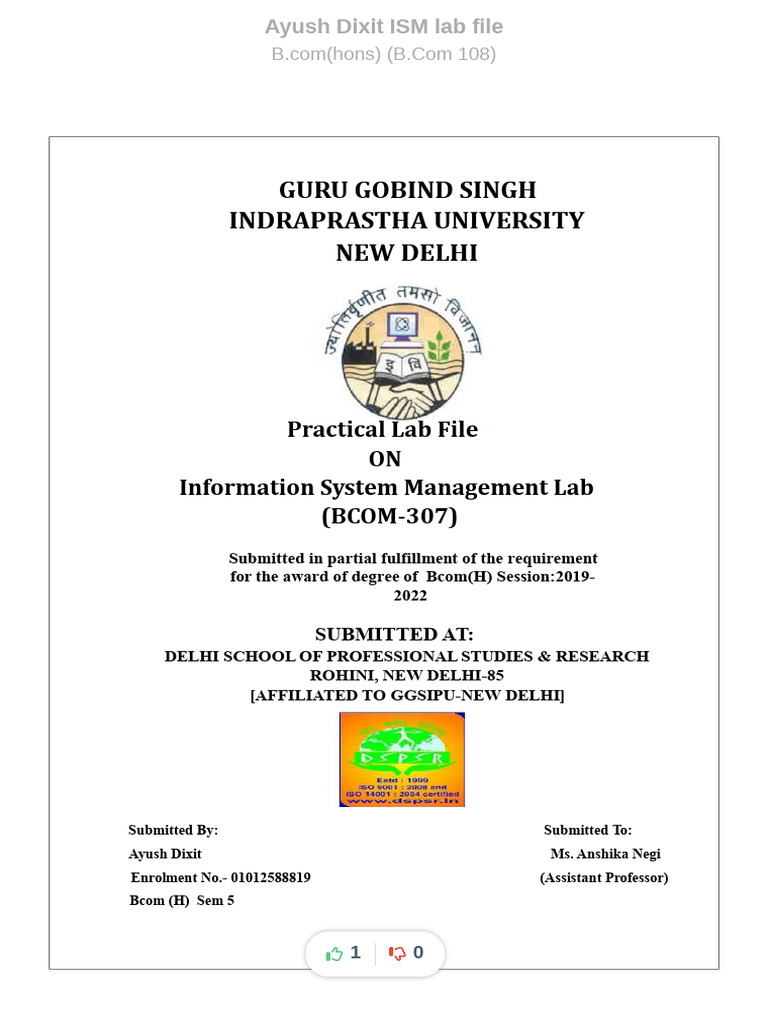 Ayush Dixit Ism Lab File - Compress | PDF | Data Type | Sql