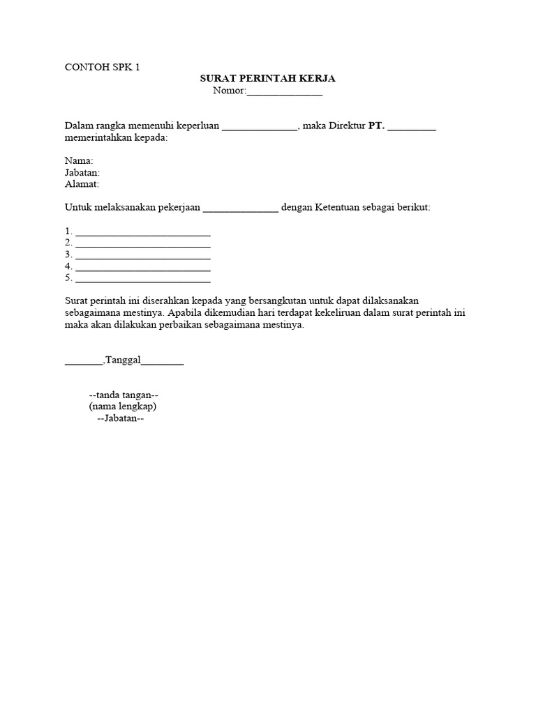 Contoh SPK 1 & 2 | PDF