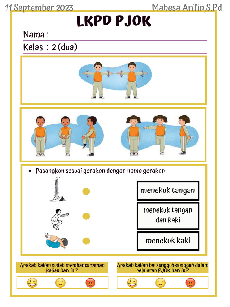 LKPD PJOK - Kelas 2 - 11 September 2023 | PDF