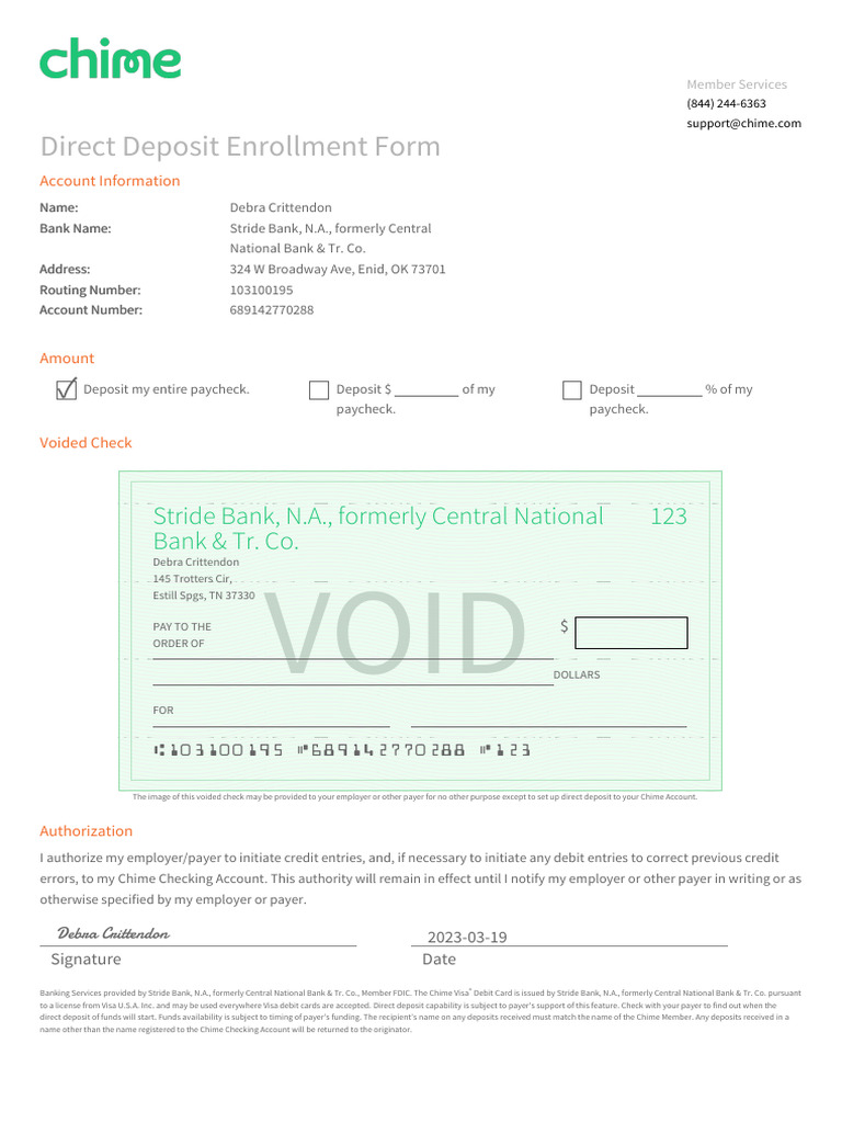 Direct Deposit Info | PDF | Paycheck | Banks