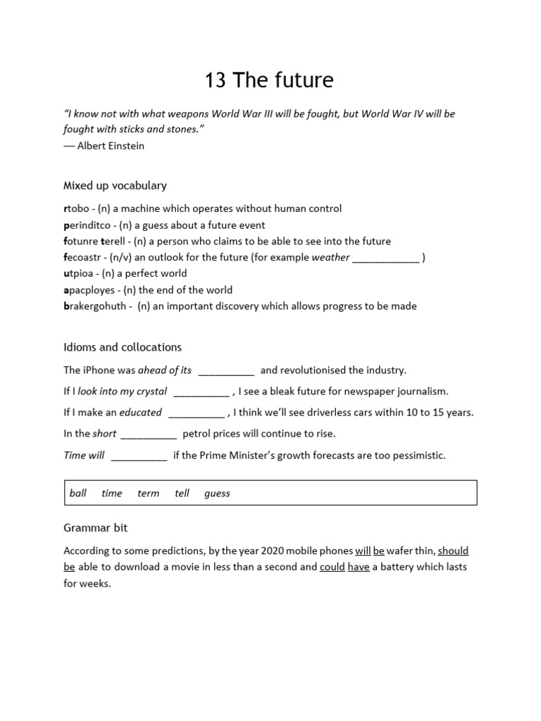 Freetalk Lesson 13 The Future | PDF