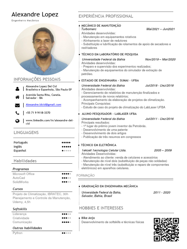 CV - Alexandre Lopez Del Cid 2021 - E | PDF | Engenharia