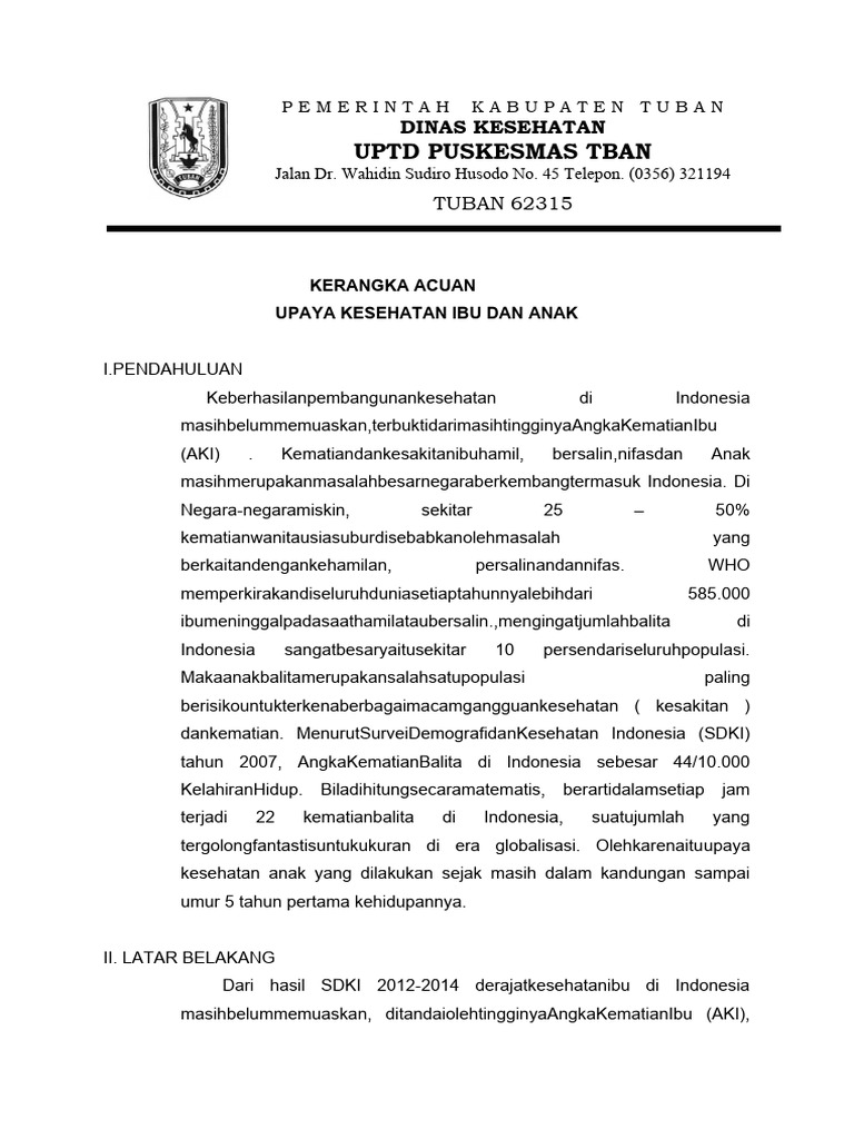 KAK UPAYA KESEHATAN IBU DAN ANAK Edit | PDF