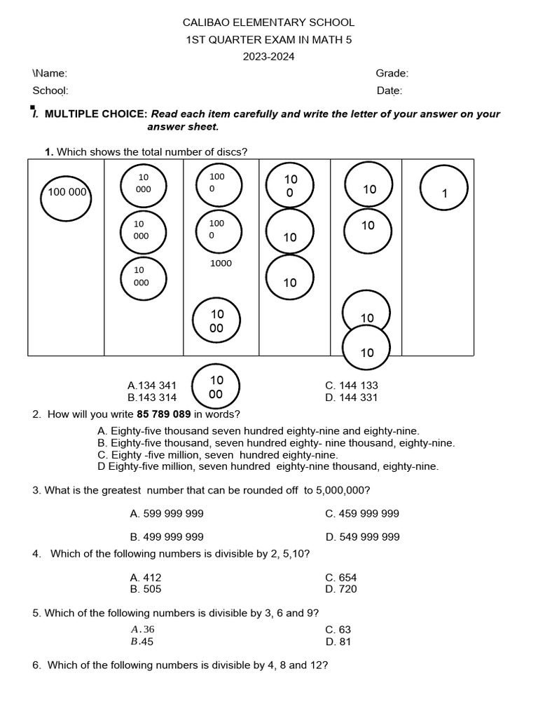 Math 5 Quarter 1.revised | Download Free PDF | Mathematics