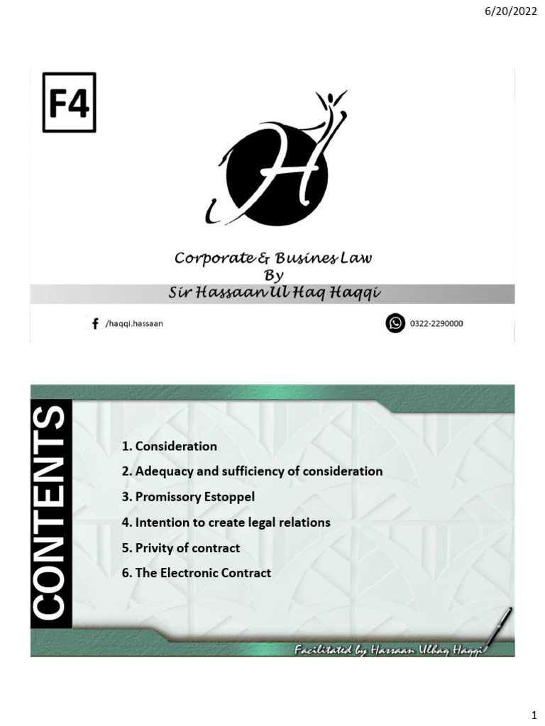 F4 - 04 Contract Formation II | PDF | Consideration | Estoppel