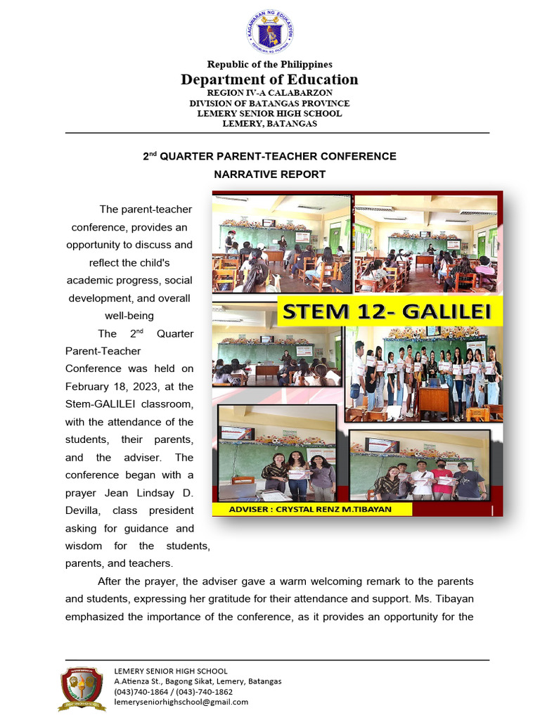 2nd Quarter PTC Narrative Report - Stem 12 Galilei | PDF | Behavior Modification