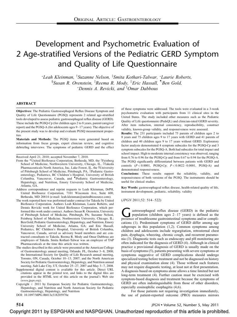 Kleinman 2011 | Download Free PDF | Gastroesophageal Reflux Disease ...