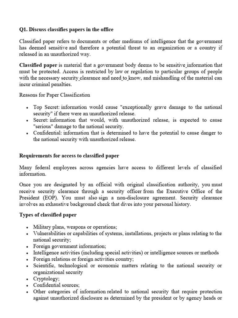 What Is Classified Paper | PDF | Classified Information | Classified ...